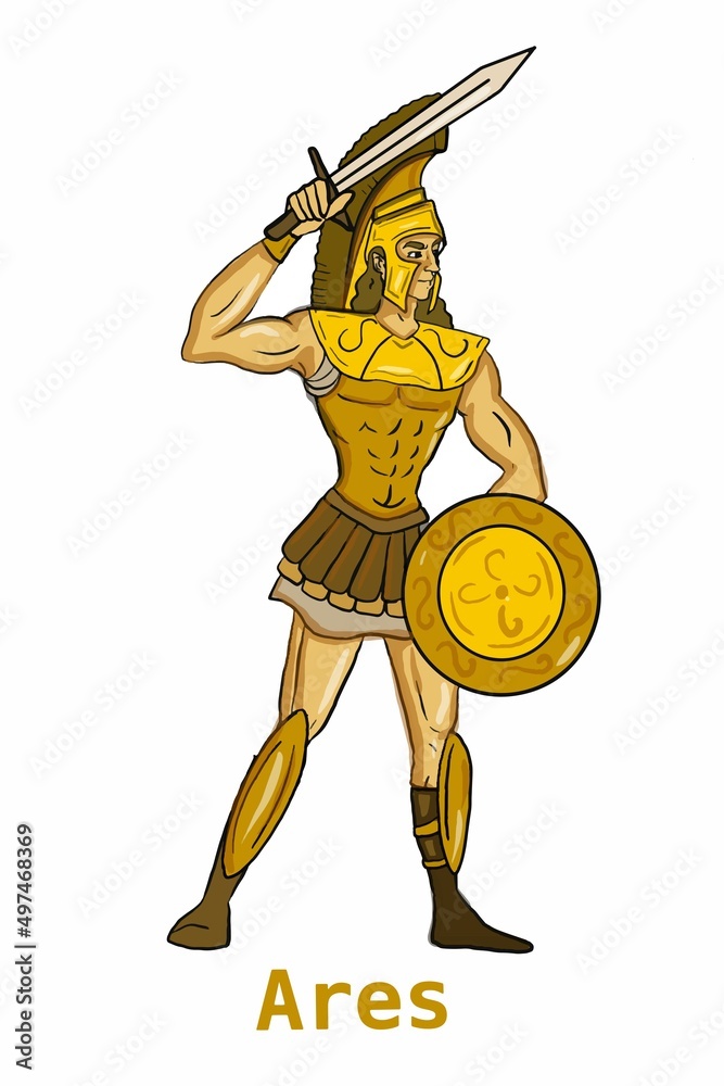 Greek mythology Ares, Hera,illustration ,white background,line drawing ...