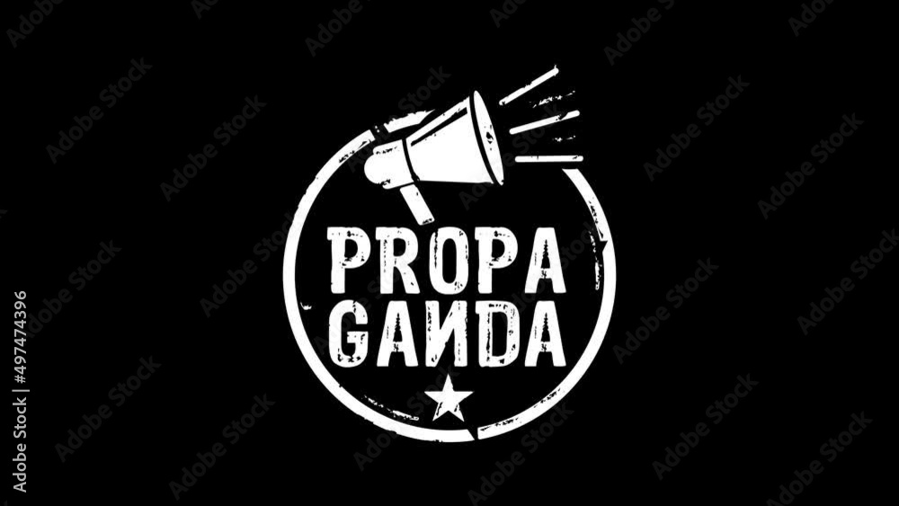 Propaganda stamp and stamping impact isolated animation. Manipulation ...