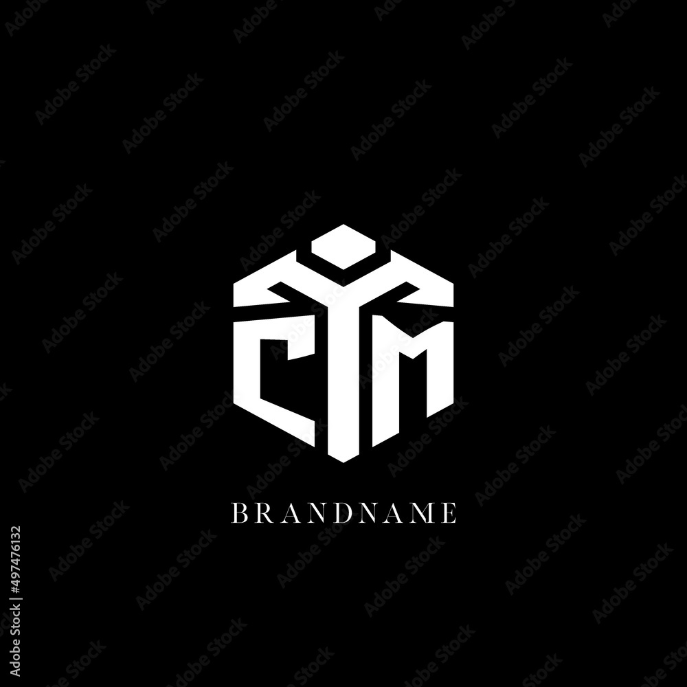 Initial CM logo hexagon shape geometric style Stock Vector | Adobe Stock