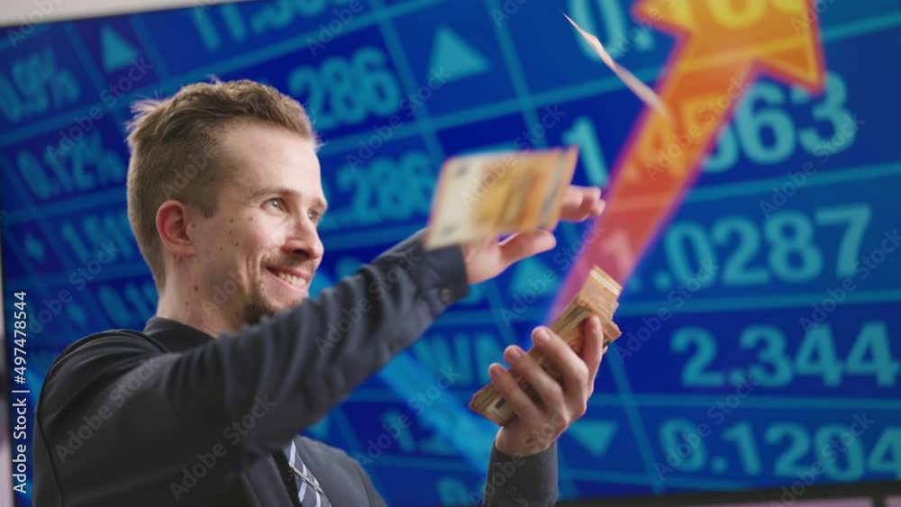 Stonks man smiling throwing money with growth graph in background meme ...