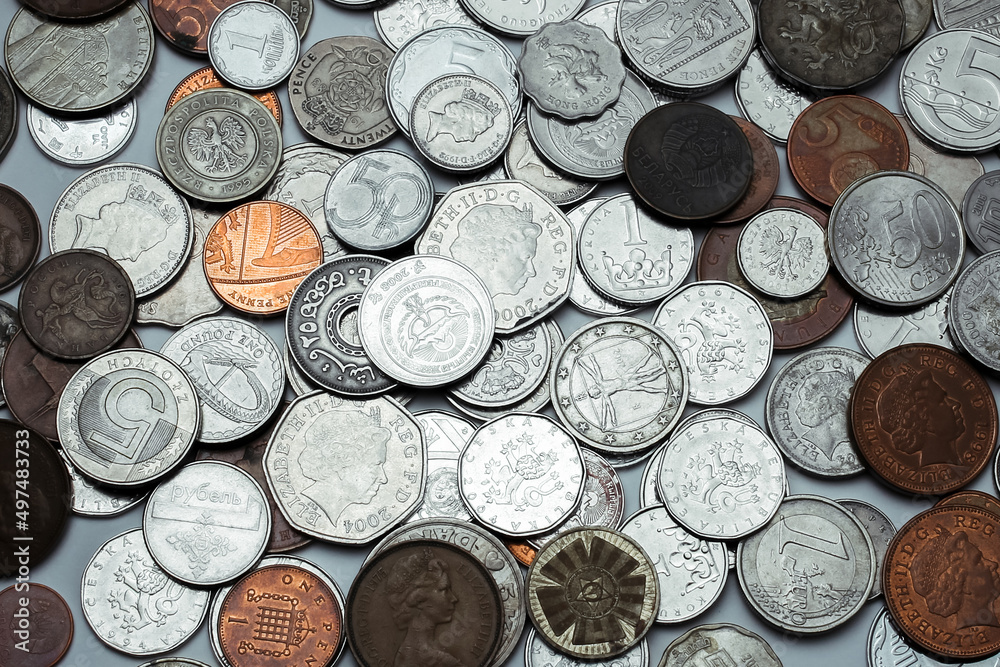 Texture of coins from different countries of the world Stock Photo ...
