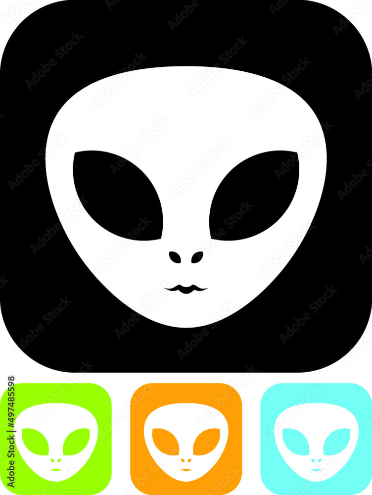Cartoon alien face. Space invader head icon Stock Vector | Adobe Stock