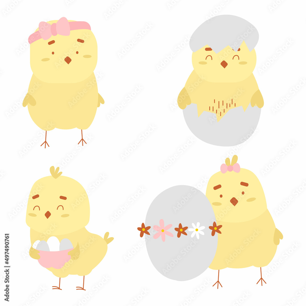 Cute cartoon chicken baby. Funny characters Cute cartoon chicken baby ...
