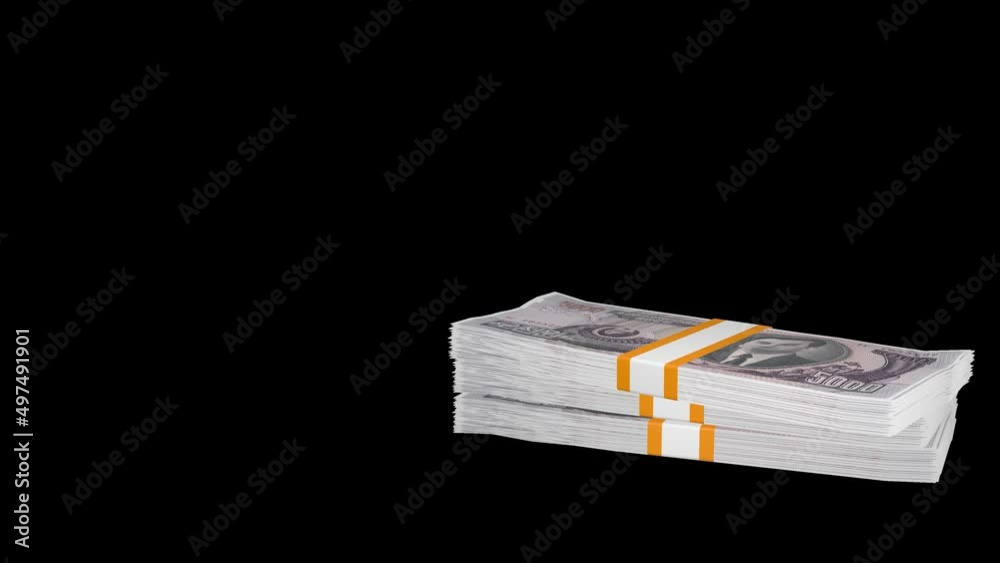 Vidéo Stock Many wads of money falling down on transparent background ...