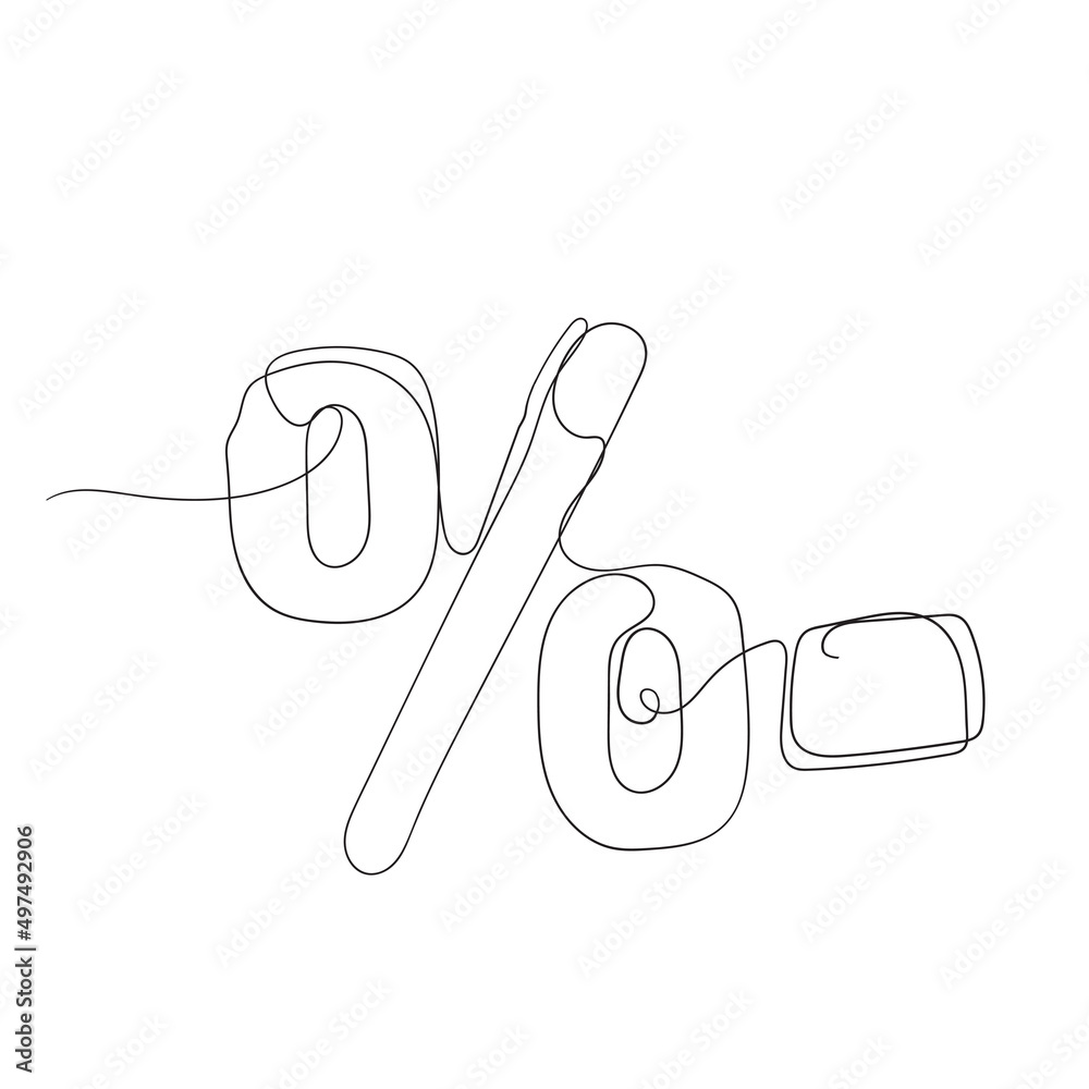 continuous line drawing percentage sale sign illustration line art ...