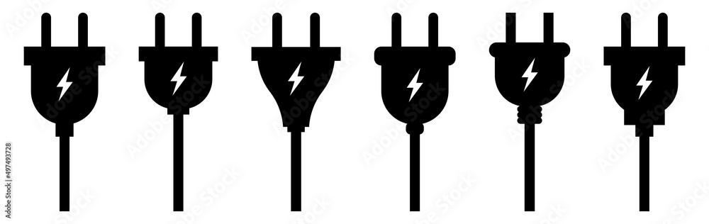 Set of electric plug icons. Vector illustration isolated on white ...