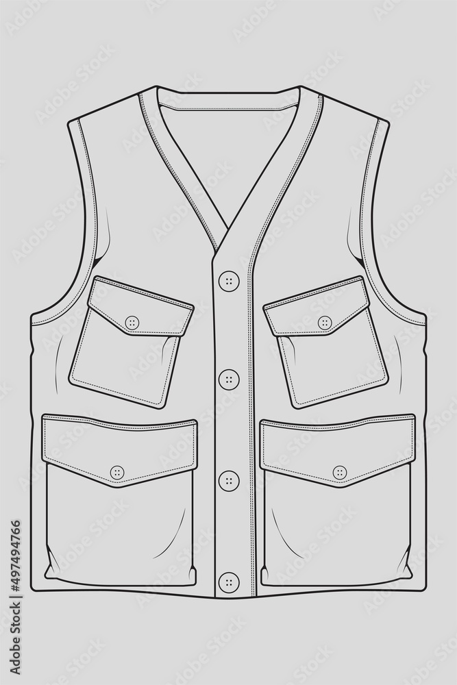 chest vest bag outline drawing vector, chest vest bag in a sketch style ...