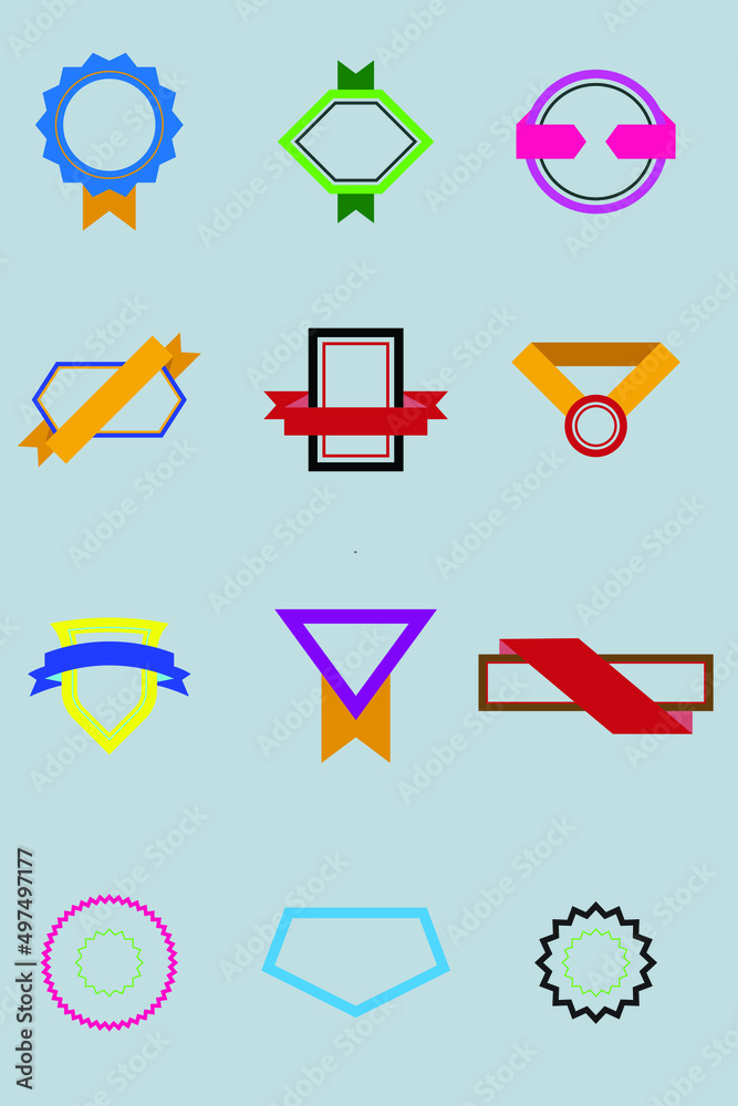 Award badges set Free Vector flat Cartoon ribbon labels winner prize ...