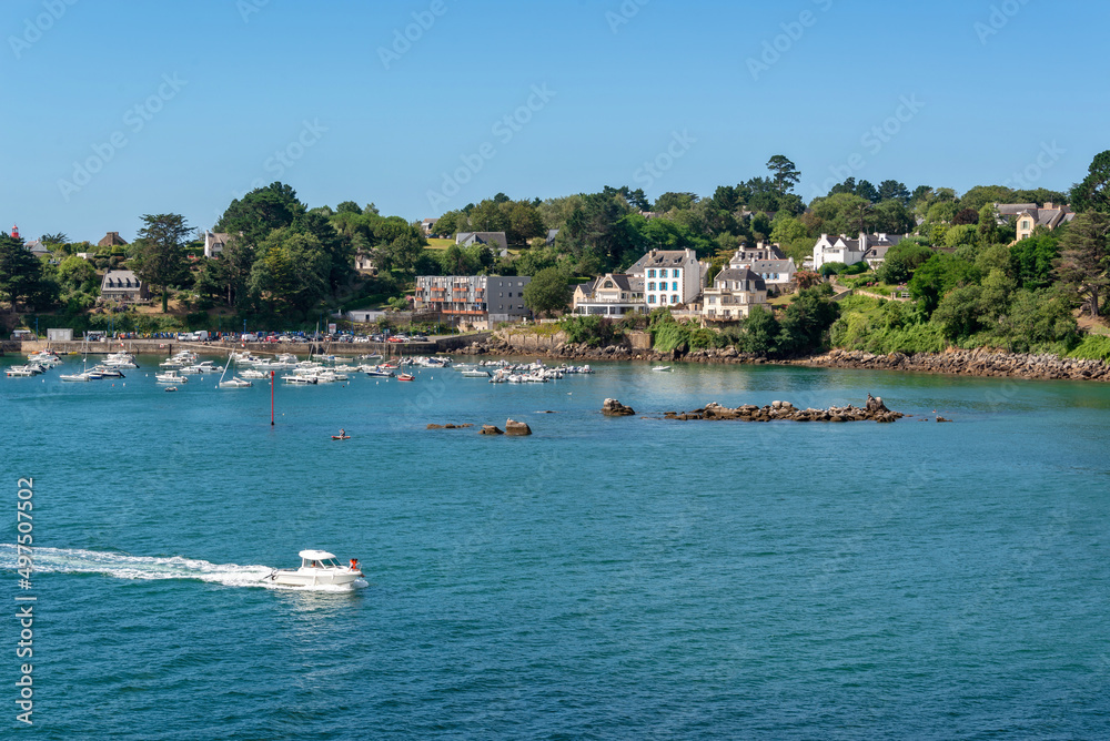 View of the scenic port of Port Manech in Finistère, Brittany, France ...