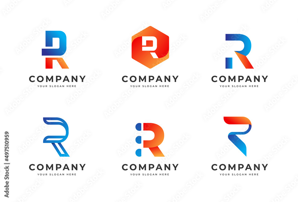 Big bundle set of colorful letter r logo design. Vector design element ...