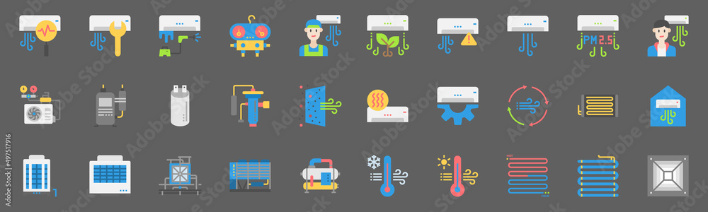 HVAC systems icon vector , air conditioning, indoor air quality, Stock ...