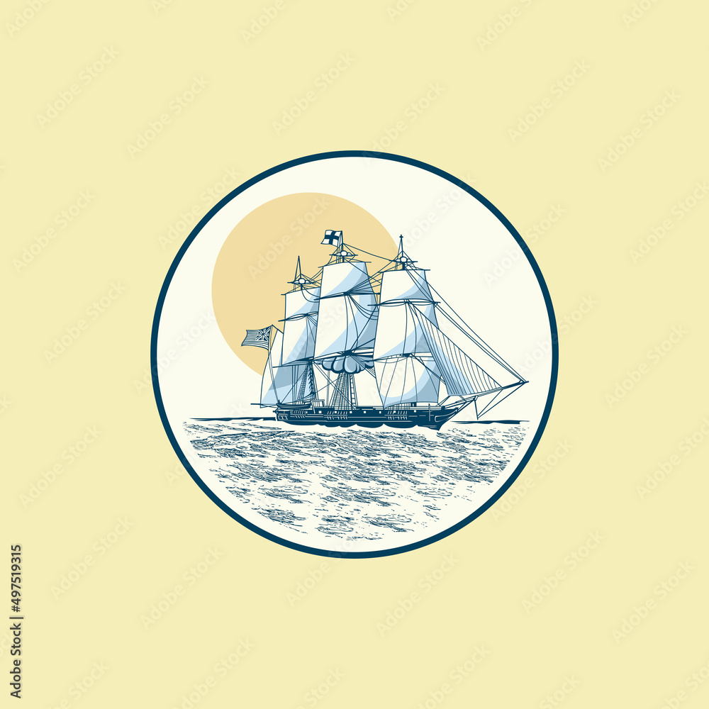 Whaling ship vector illustration already for your brand and or logo ...