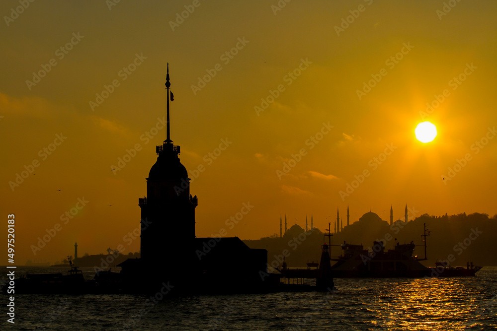 The Maiden's Tower, Istanbul, Turkey; Kız Kulesi also known as Leander ...