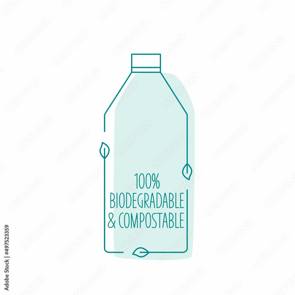 Biodegradable and compostable recycle cleaning bottle icon concept of ...
