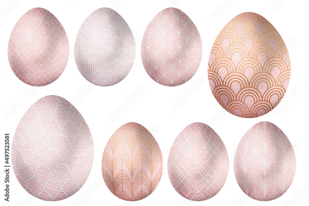 Easter fantastic eggs clip art set with Art Deco pattern. Clip art kit ...