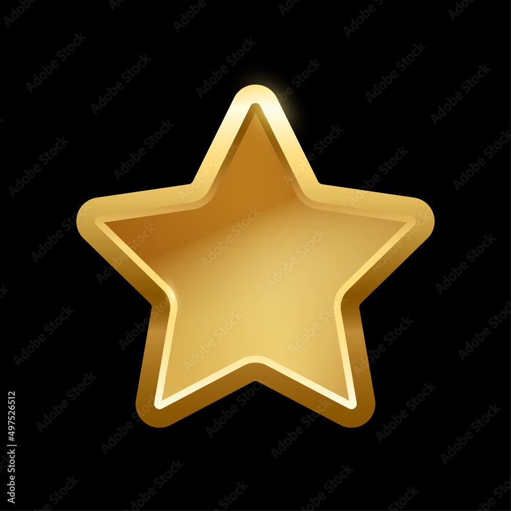 Gold star shape button with frame, 3d golden glossy elegant design for ...