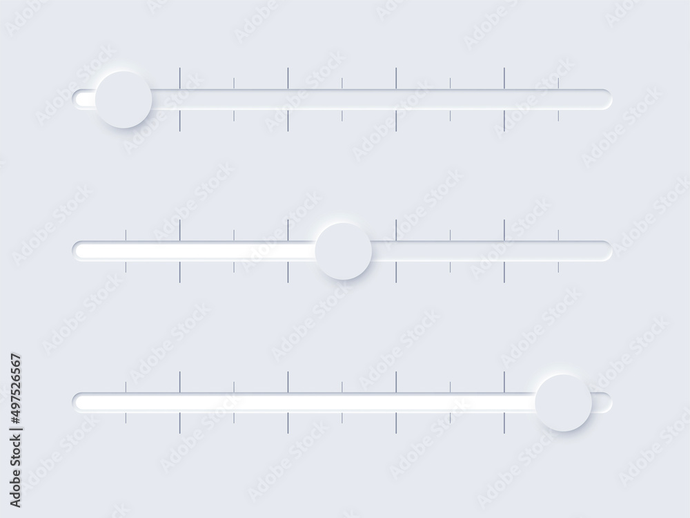 Neomorphism UI, switch volume slide bar set, soft user interface ...