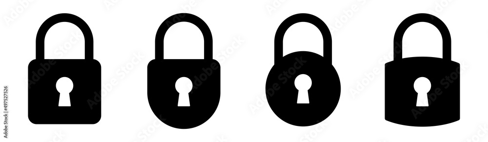 Lock icon set. Security symbol. Lock web button design Icon, Vector ...
