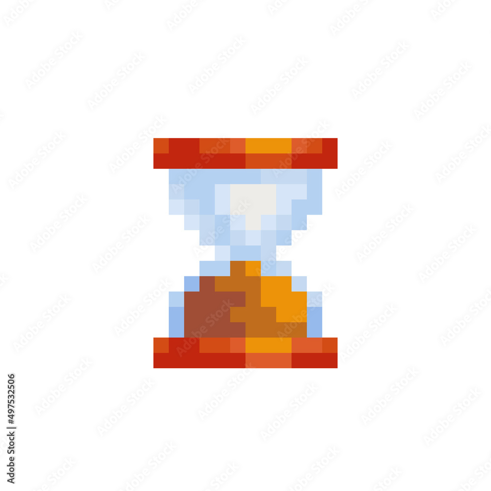 Hourglass Pixel Art Icon Design For Logo Web Mobile App Sticker Badges And Patches Video
