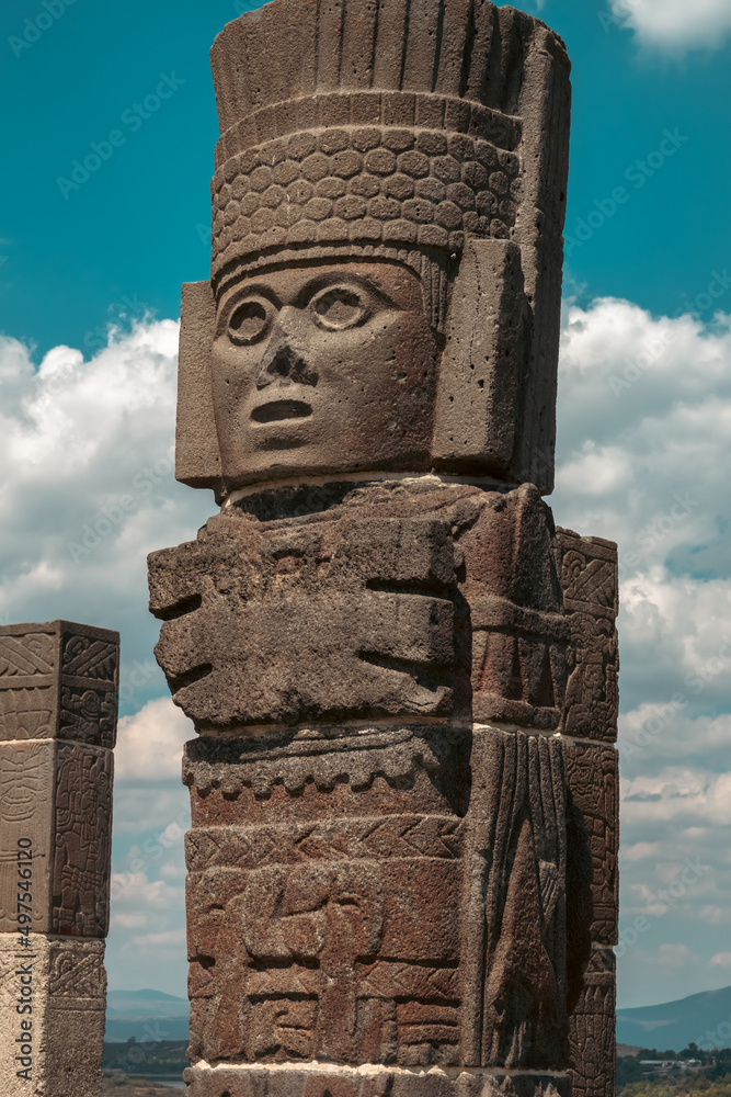 Tula Warrior Atlantes, ancient Toltec Columns in Mexico Stock Photo ...