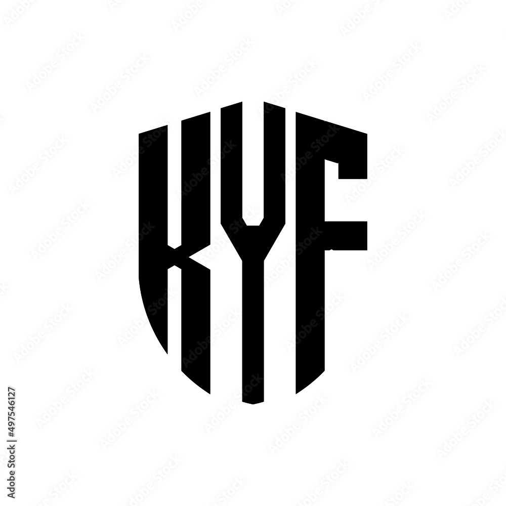 KYF letter logo design. KYF modern letter logo with black background ...