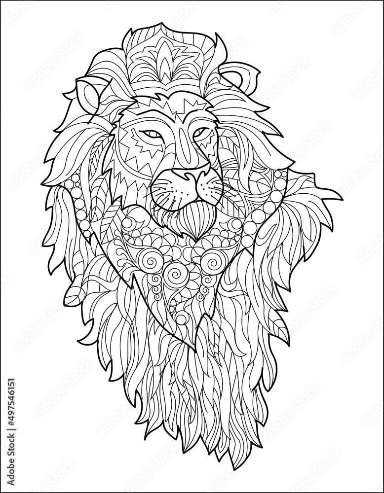 Animal coloring pages for adults Stock Vector | Adobe Stock
