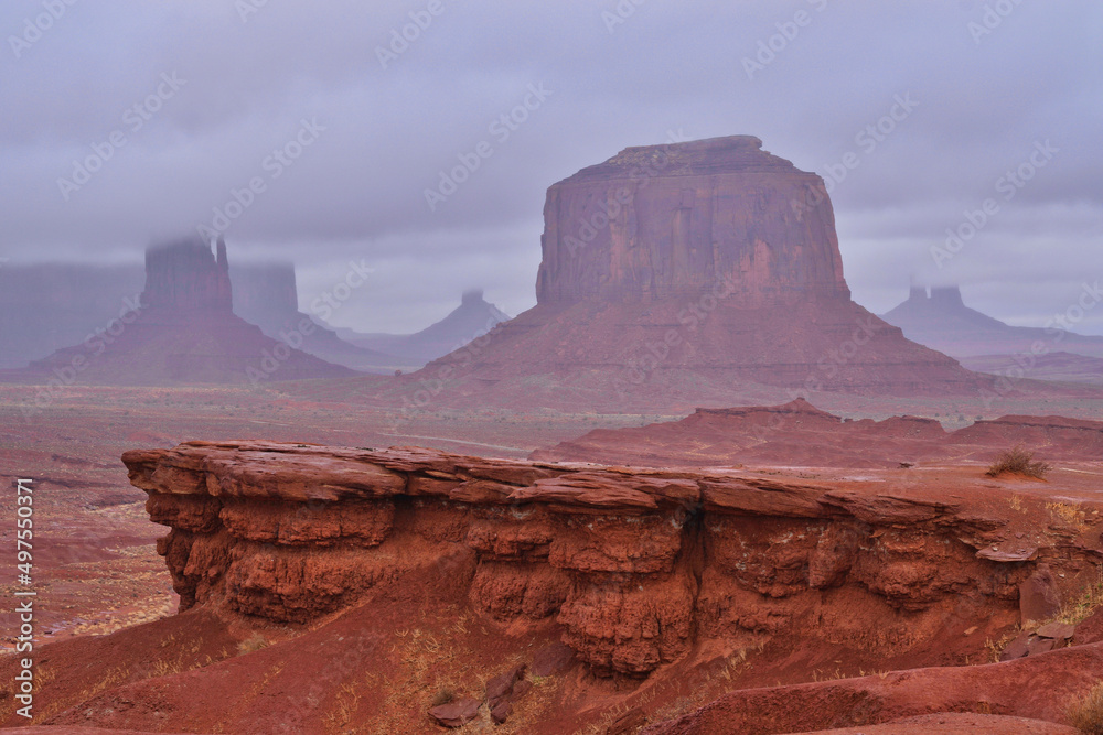 Shot in Monument Valley with the typical hills of the valley and a ...