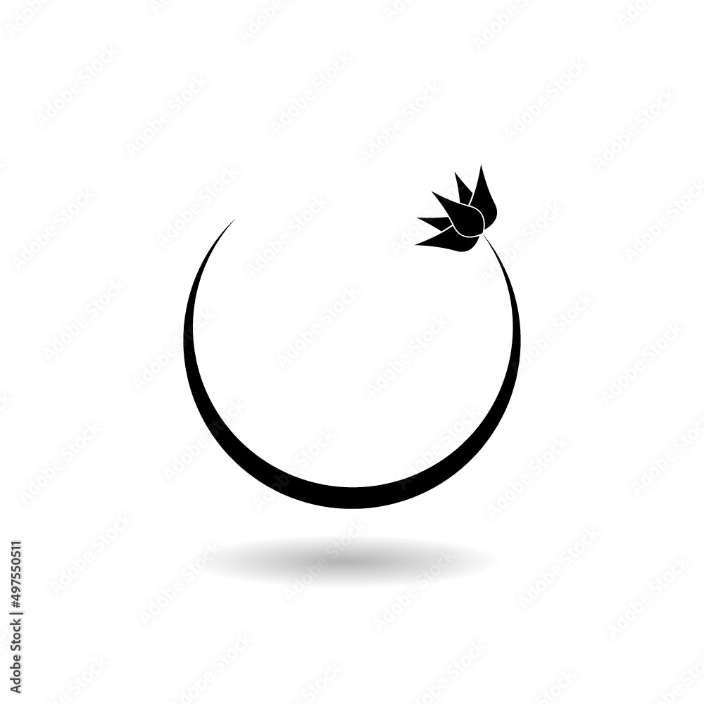 Lotus circle frame with shadow Stock Vector | Adobe Stock