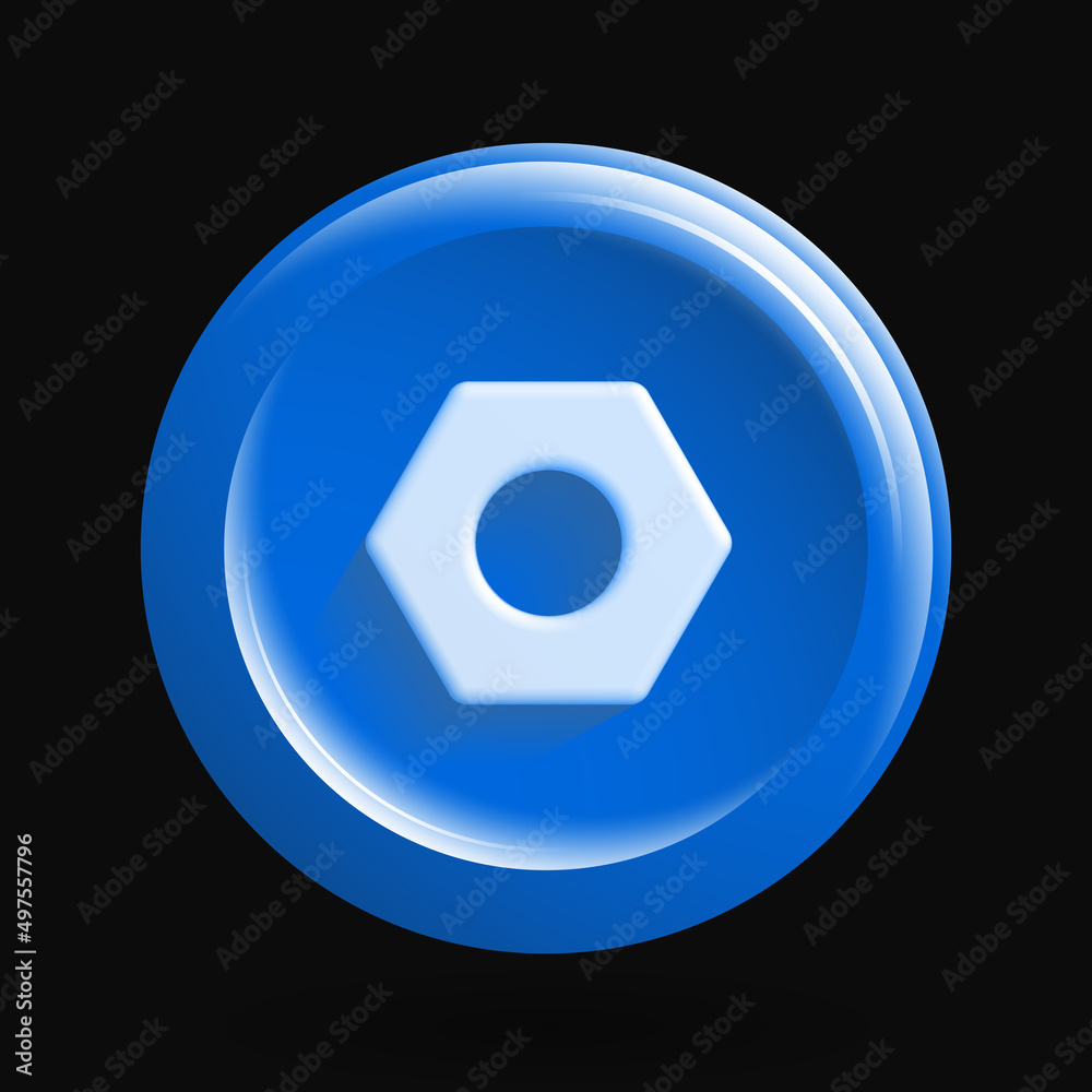 Blue Settings Icon. 3D Design for Isolated Button. Vector illustration ...
