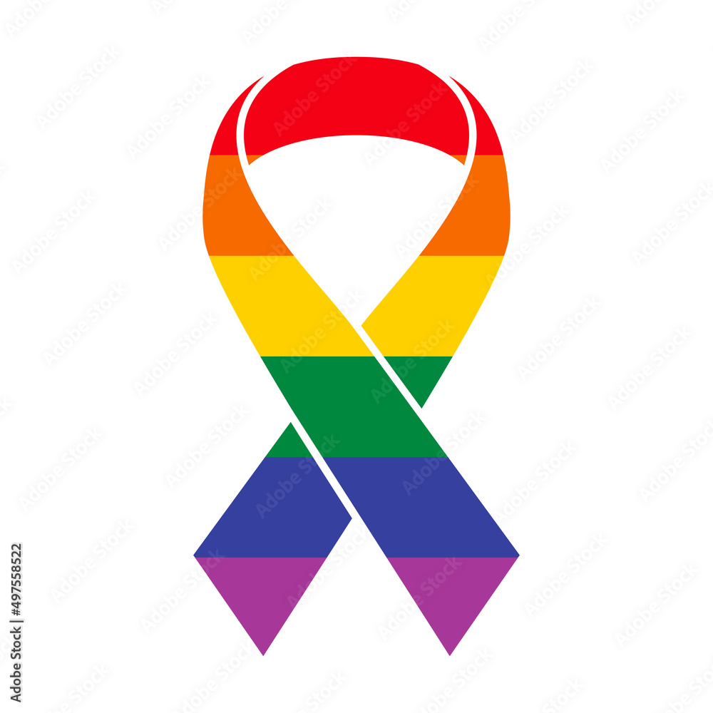 LGBT rainbow pride flag awareness ribbon icon vector. LGBT flag design ...