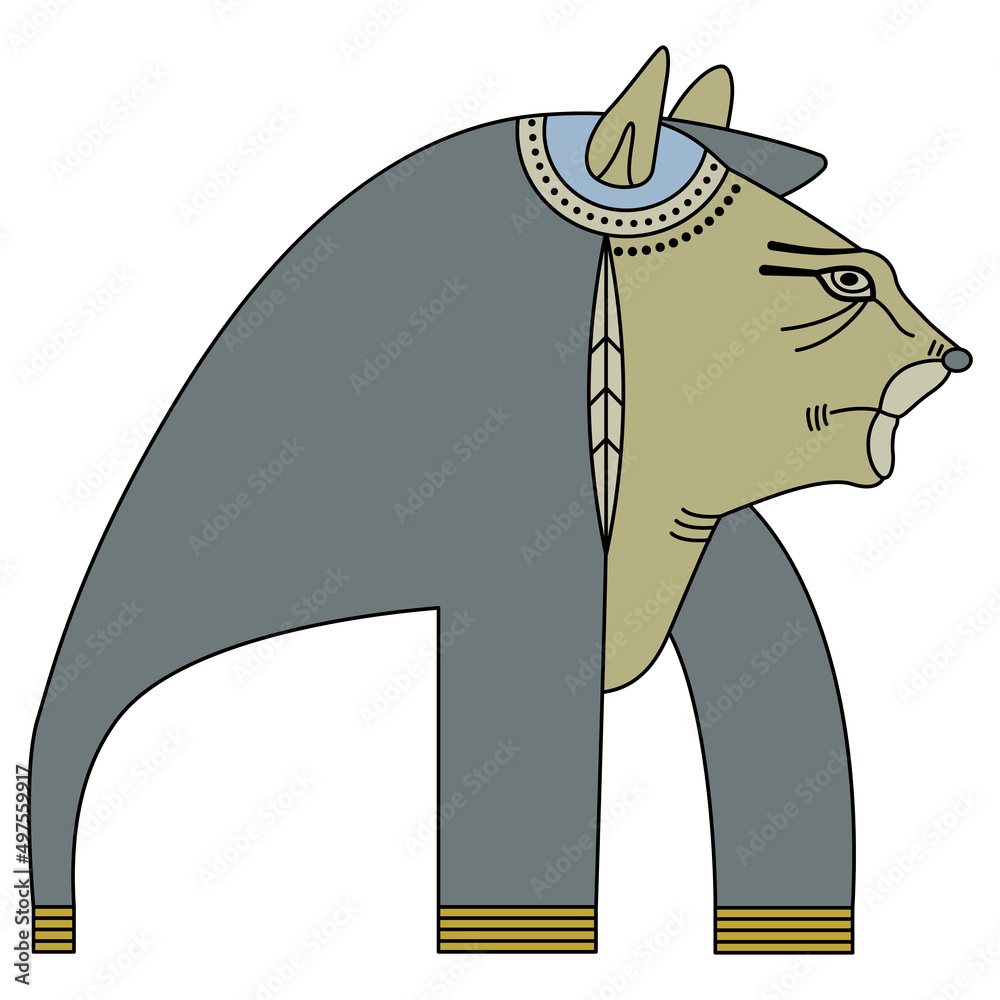 Goddess Tefnut. Ancient Egyptian mythology. Woman with lioness head ...