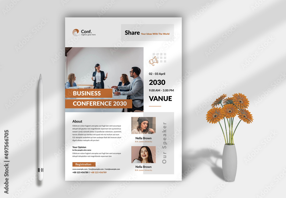 Conference Flyer Stock Template | Adobe Stock