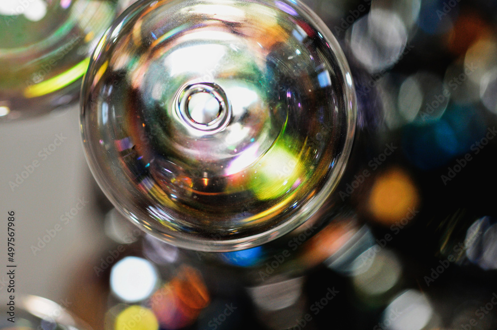 Abstract background of a glass sphere with colorful bokeh lights Stock ...