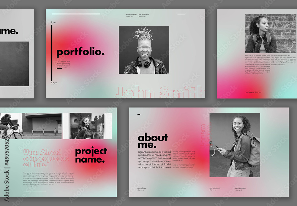 Portfolio Layout with Gradient Accent Stock Template | Adobe Stock