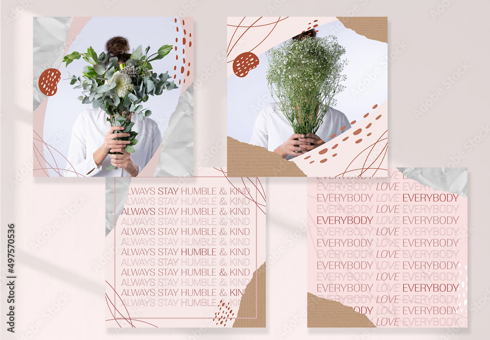 Social Media Set with Torn Paper Elements Stock Template | Adobe Stock