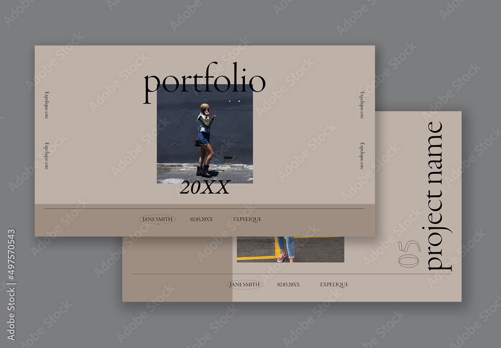 Portfolio Layout with Brown Accents Stock Template | Adobe Stock
