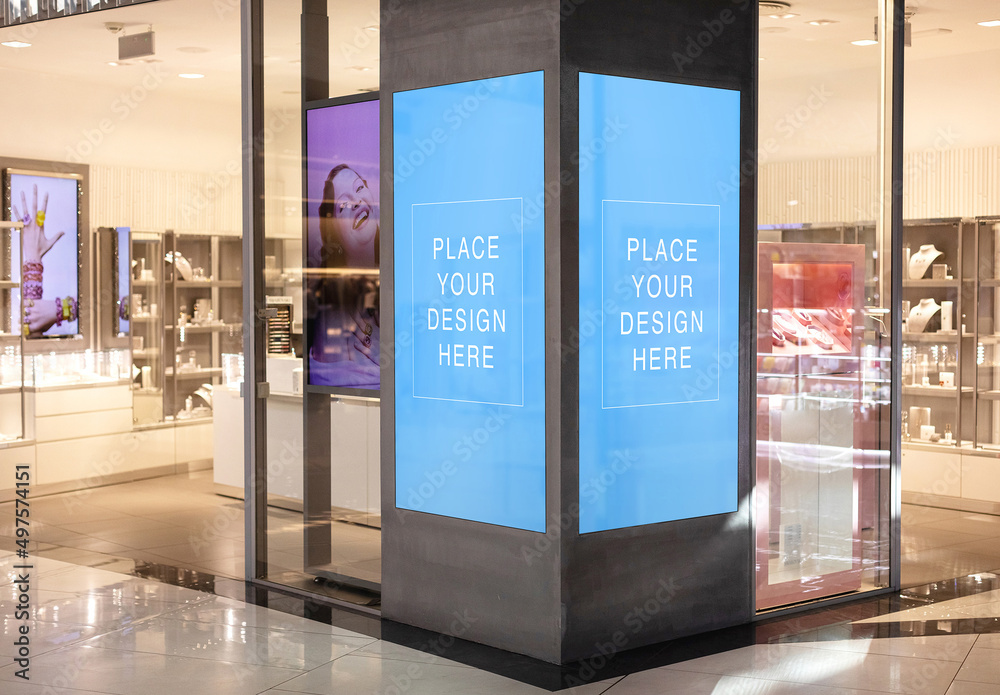 2 Shopping Mall Banner or Posters Mockup Stock Template | Adobe Stock