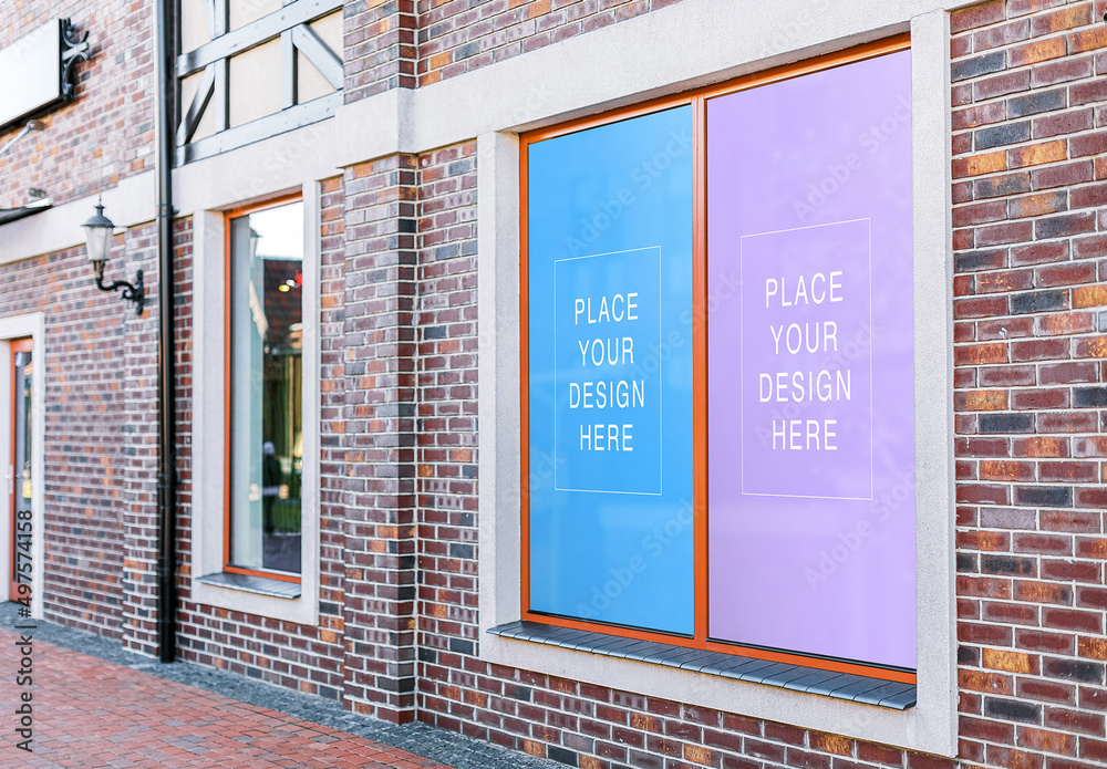 Outlet Brand Store Window Banner Mockup Stock Template | Adobe Stock