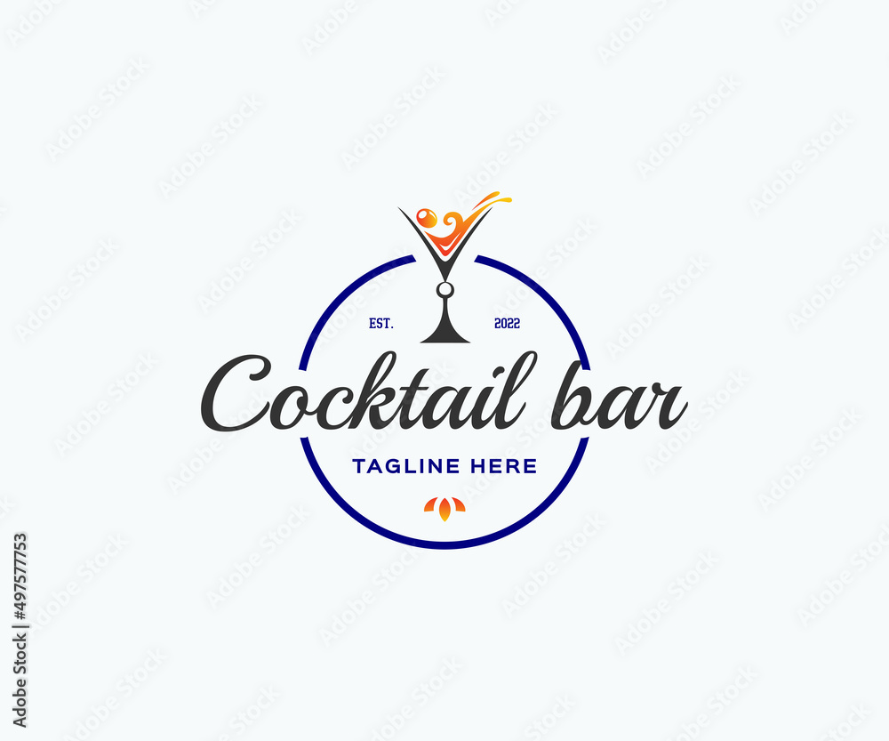 Cocktail Logo Design Template. Bar Logo. Stock Vector | Adobe Stock