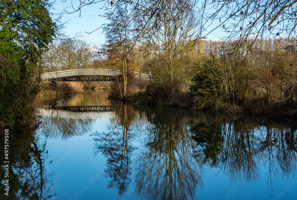 The Steel footbridge over the River Stort, or Lee & Stort Navigation ...