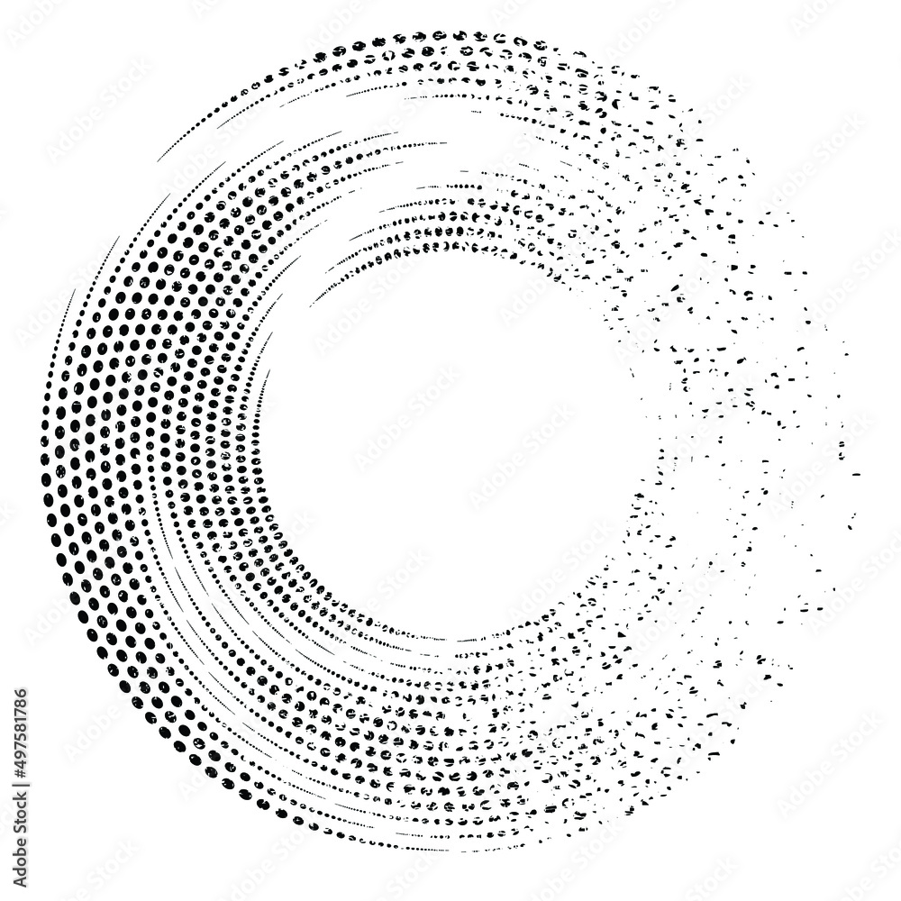 Grunge halftone dots in Circle Form . Spiral Vector Illustration ...