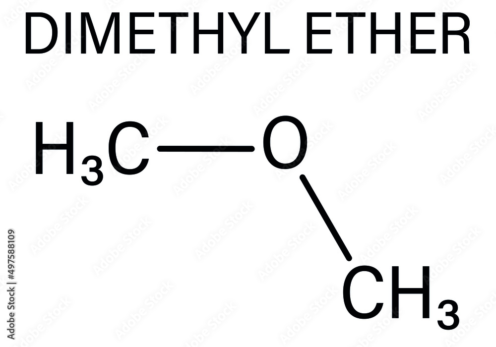 Dimethyl ether, methoxymethane, DME, molecule. Skeletal formula. Stock Vector | Adobe Stock