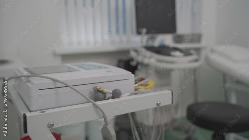Electrocardiography and ultrasound equipment in examination room of the ...