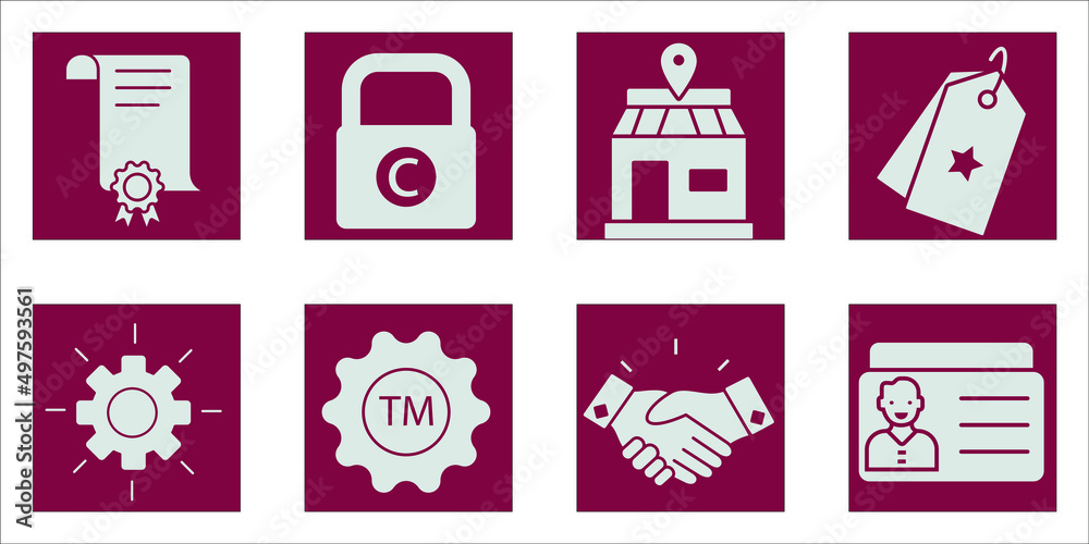 intangible assets icons set . intangible assets pack symbol vector ...