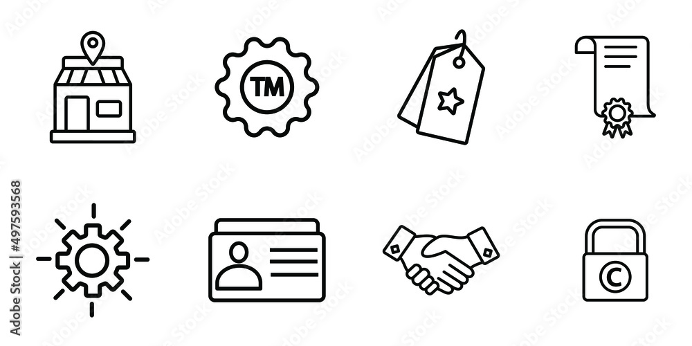 intangible assets icons set . intangible assets pack symbol vector ...