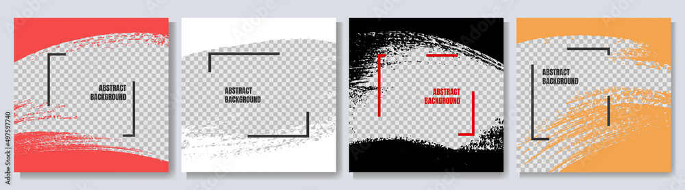 Vector illustration. Grunge overlay. Hand drawn abstract frames set ...