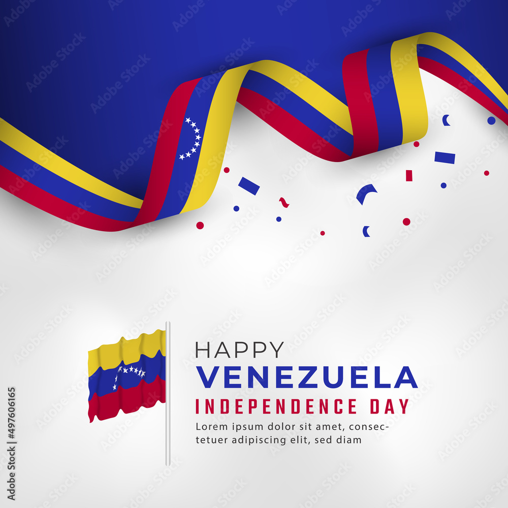 Happy Venezuela Independence Day July 5th Celebration Vector Design ...