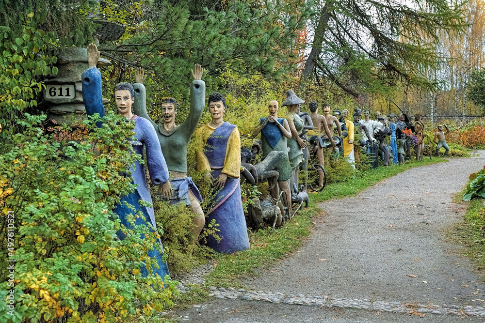 Parikkala, Finland. Sculptures by artist Veijo Ronkkonen in his ...