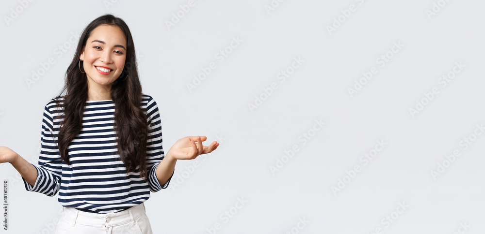 Lifestyle, beauty and fashion, people emotions concept. Smiling cute ...