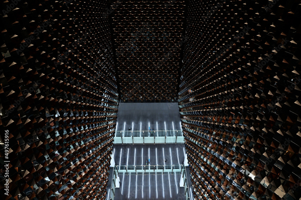 BANGKOK, THAILAND - April 07, 2022 : MIRROR CRYSTAL BOARD inside a ...
